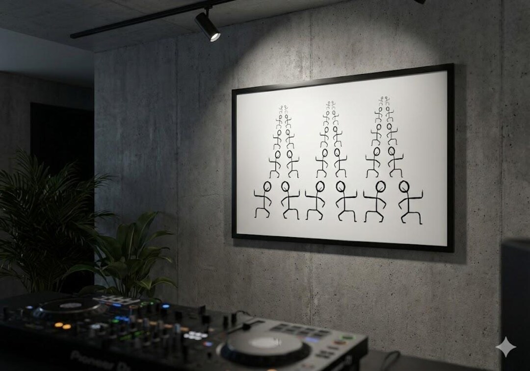 Techno Rave Poster | Dancing Stick Figure Army to Monotonous Beat ...