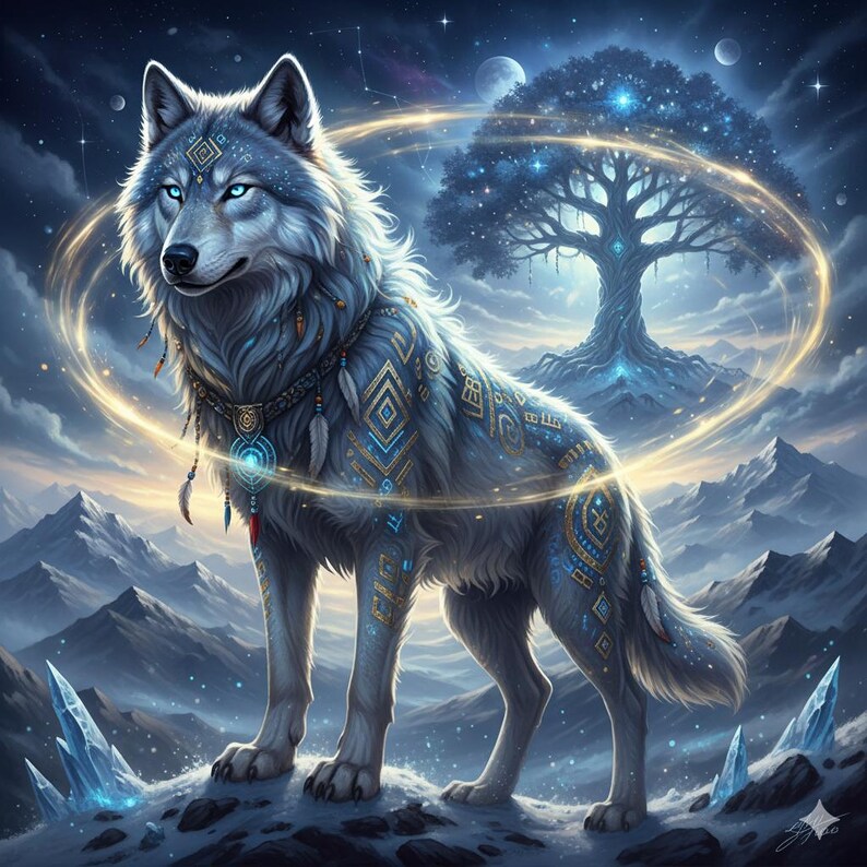 Turkish Bozkurt Wolf Spirit Art Print | Fantasy Animal Poster (digital ...