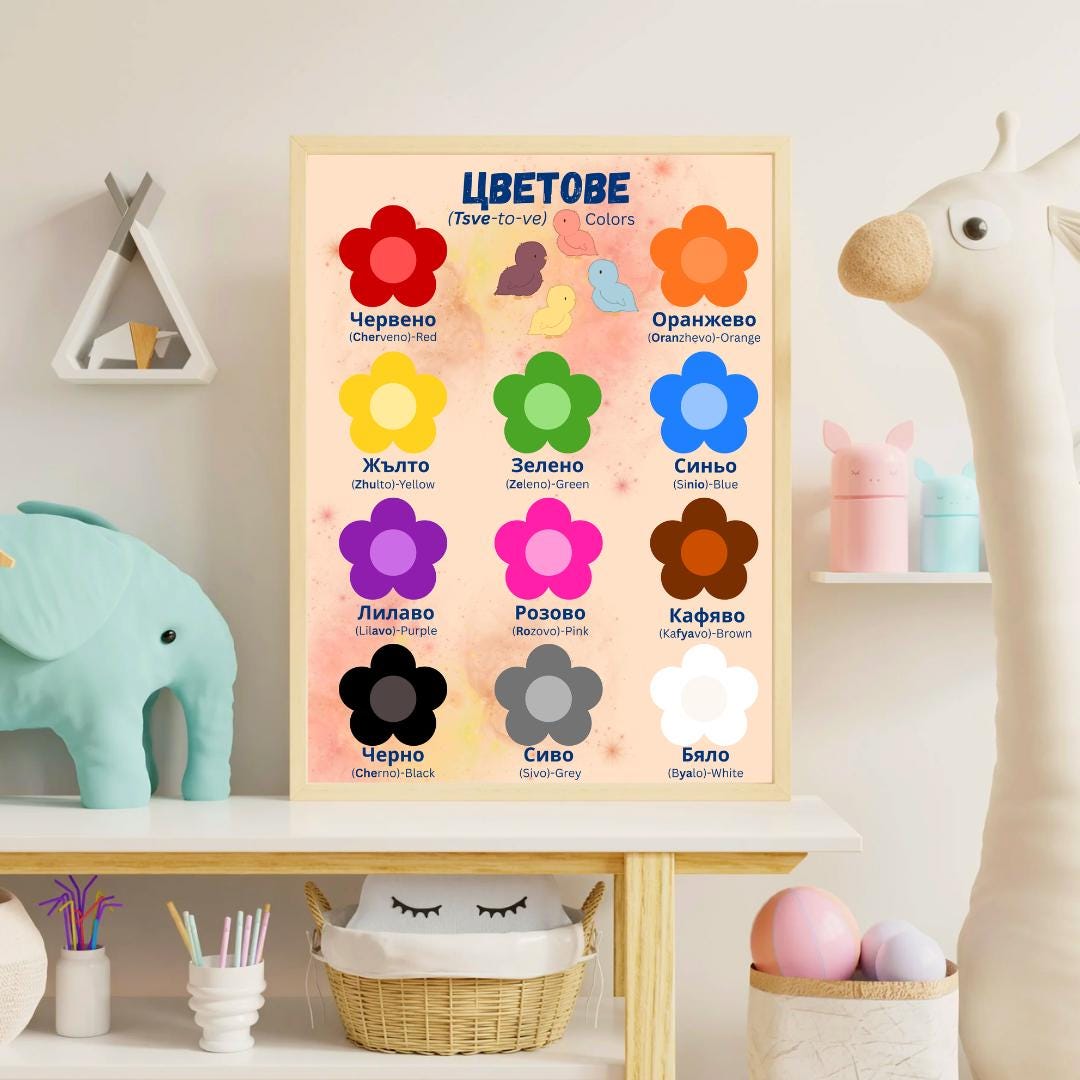 Learn the Colors in Bulgarian Poster | Vibrant Color Chart for Kids ...