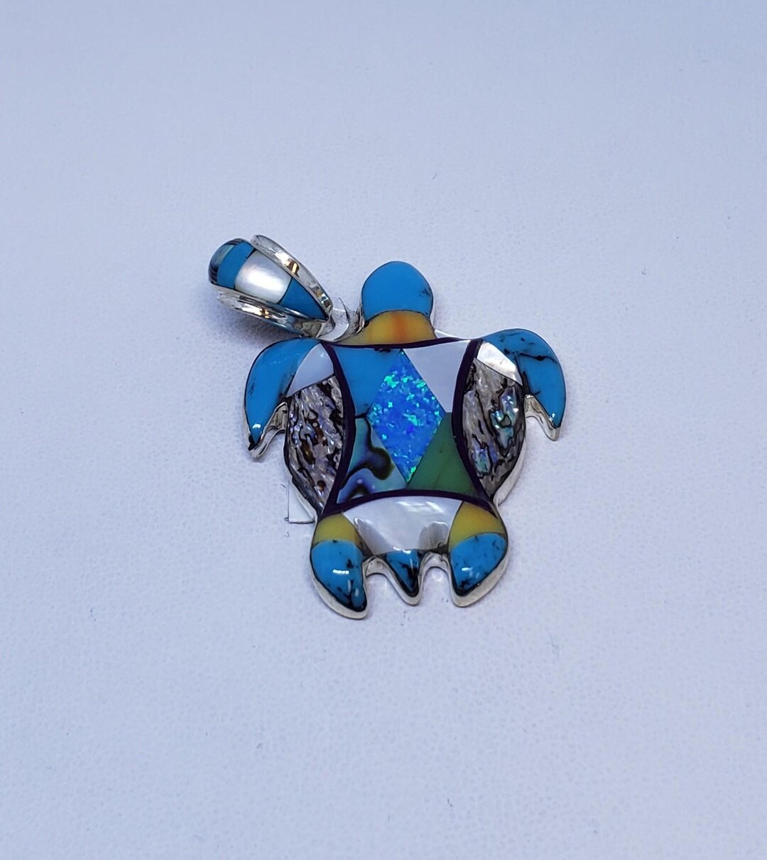 Turtle Pendant With Inlay and Sterling Silver - Etsy