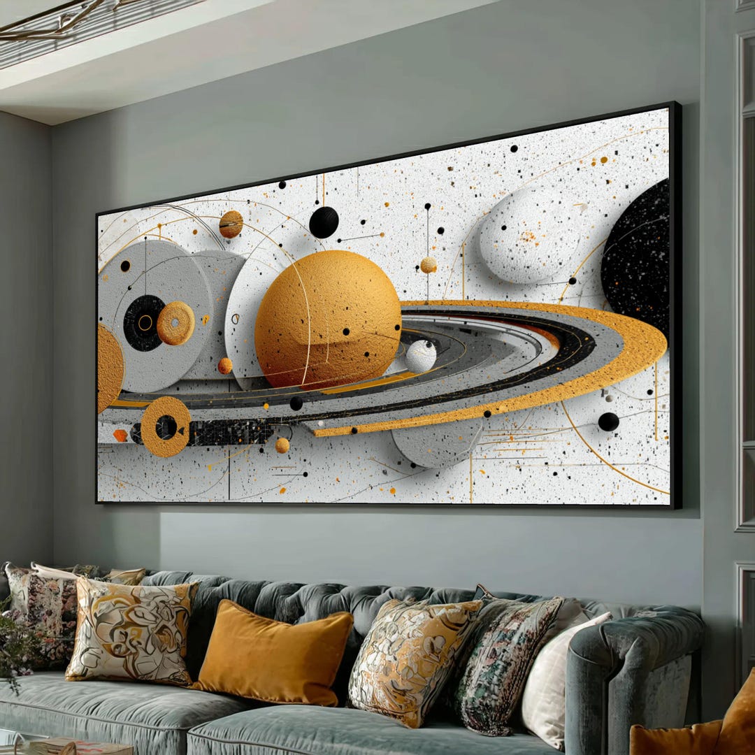 Abstract Solar System Canvas, Planetary Art Wall Decor, Modern Space ...