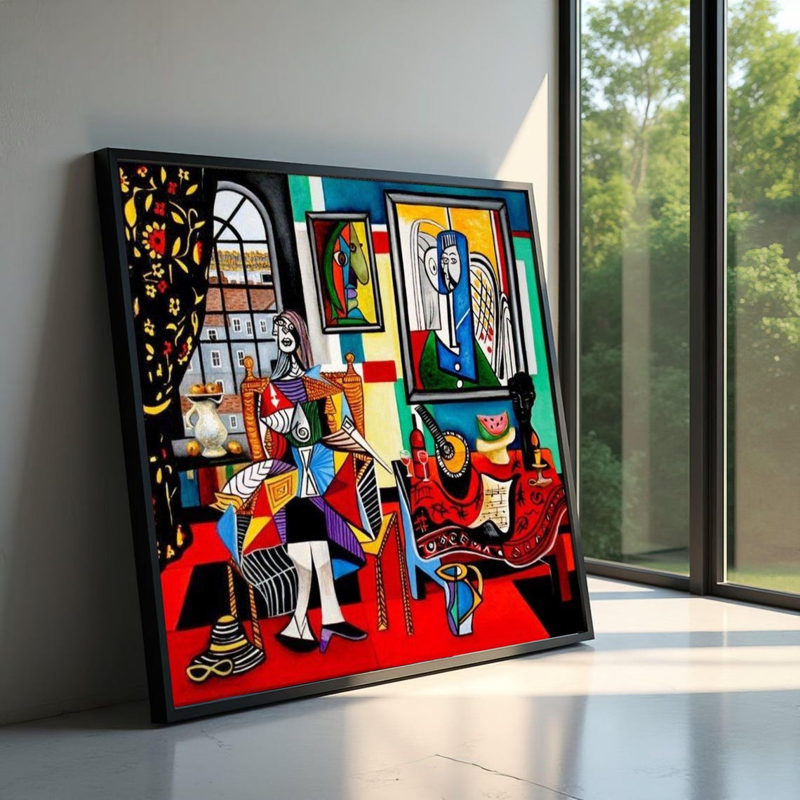 Vibrant Picasso Abstract Canvas, Cubism Wall Art, Colorful Modern Art ...