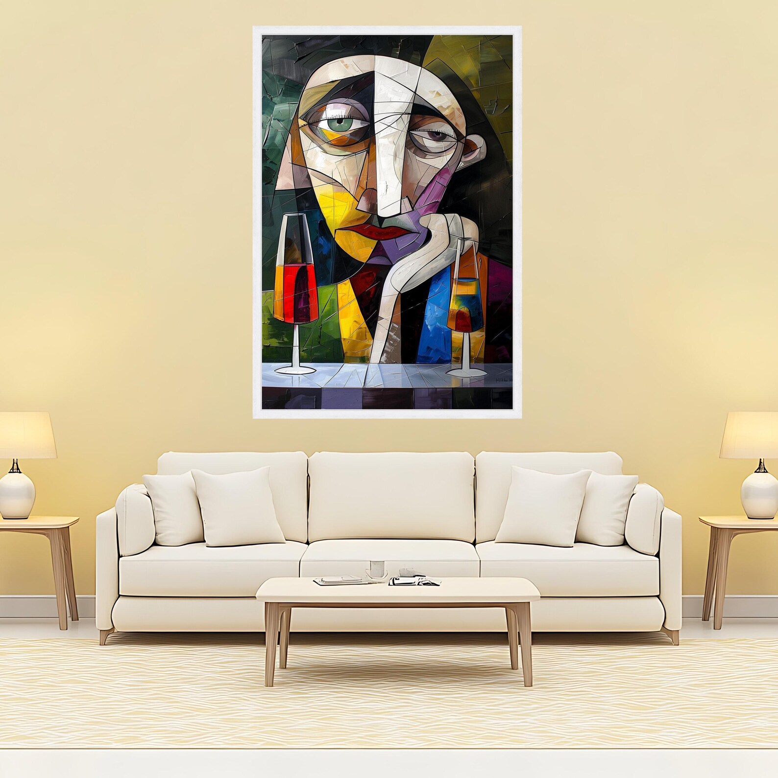 Abstract Cubist Portrait Canvas, Pablo Picasso Style Art, Colorful ...