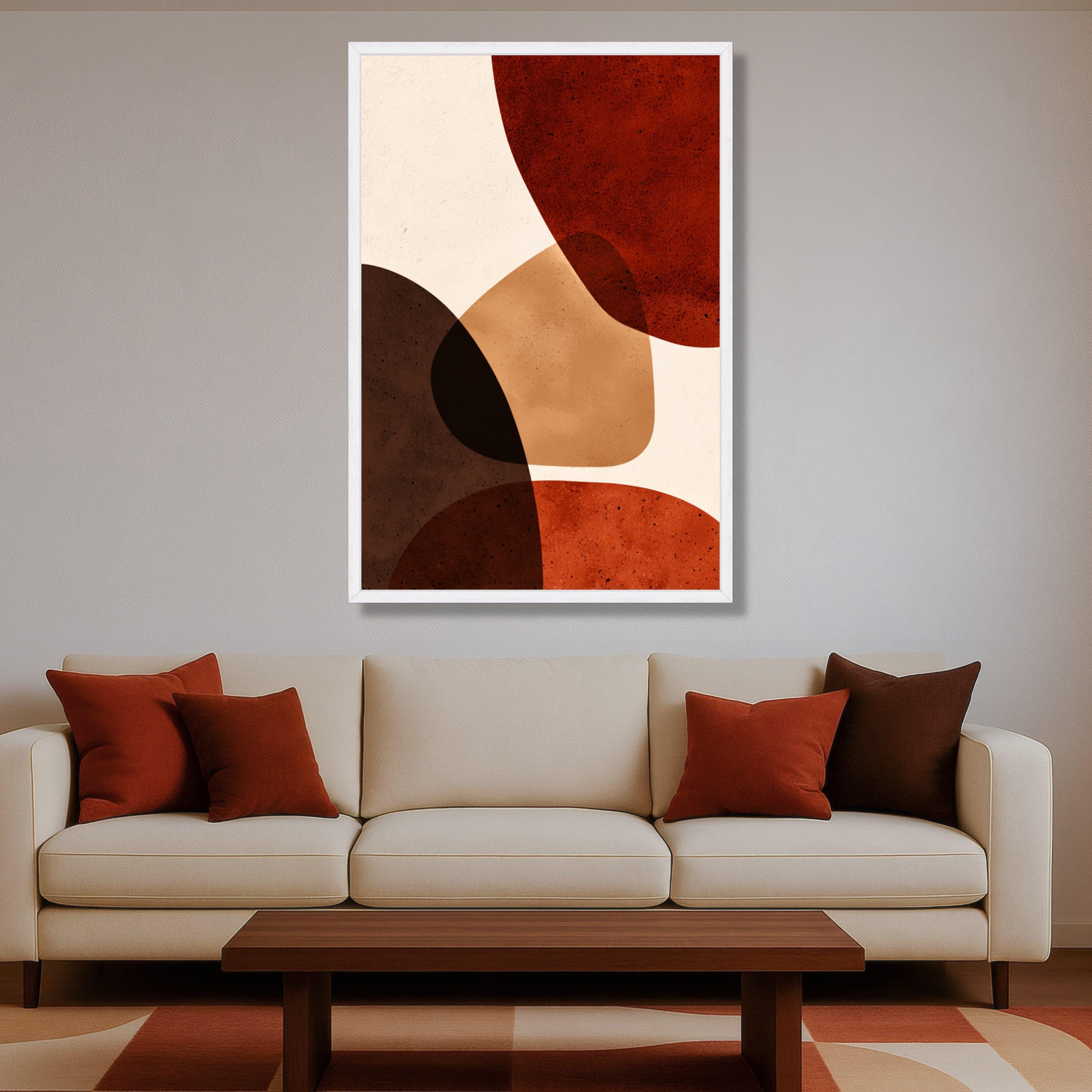 Modern Abstract Shapes Canvas Wall Art, Earth Tone Minimalist Design ...