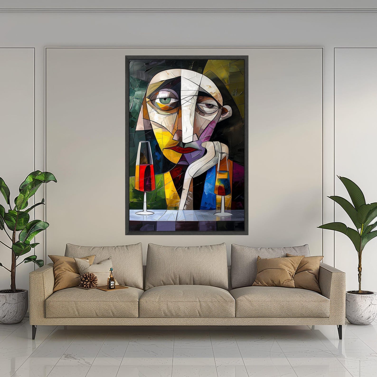 Abstract Cubist Portrait Canvas, Pablo Picasso Style Art, Colorful ...