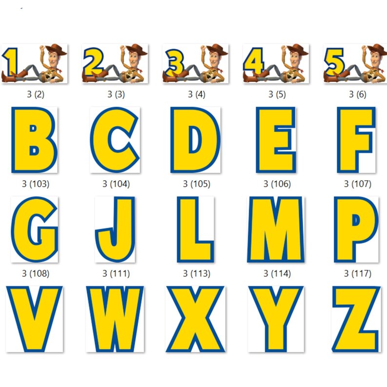 Alfabeto de Toy Story en formato PNG y SVG, fuente de letras de TWoody ...