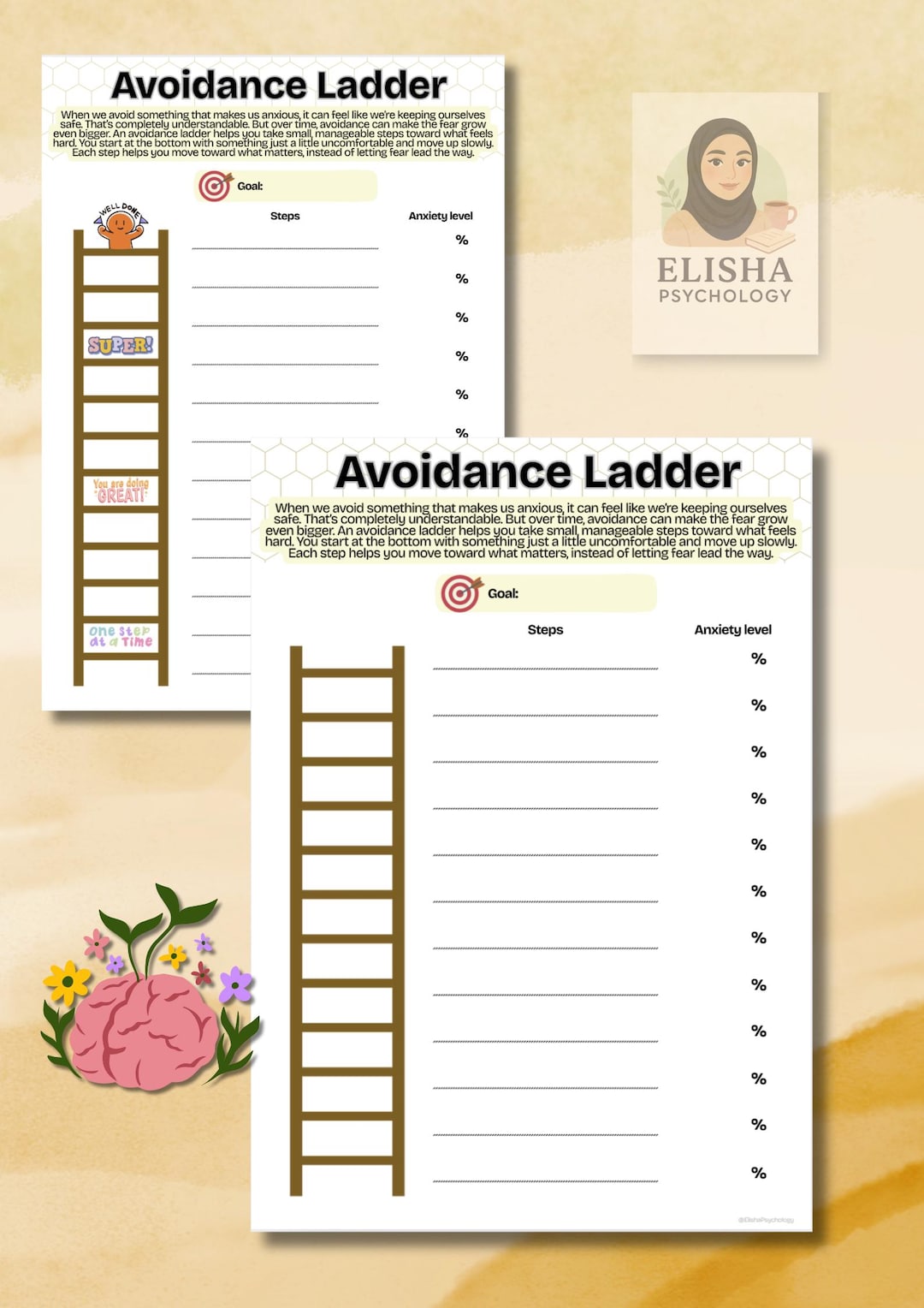 Avoidance Ladder: Exposure Hierarchy Exercise, Anxiety Worksheet ...
