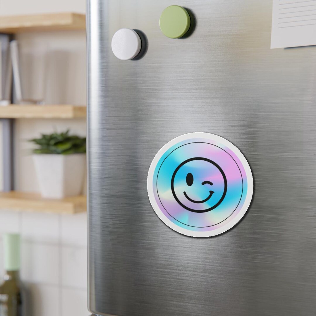Winking Smiley Face Magnet Holographic Emoji Refrigerator Decor - Etsy