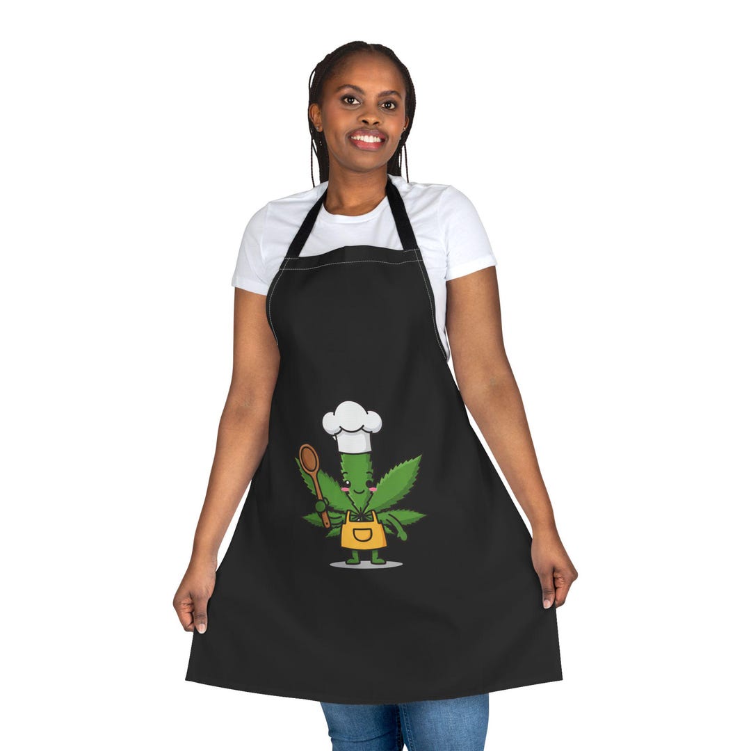 Apron Cartoon Marijuana Leaf Cooking Apron Funny Kitchen Apron 420 Leaf ...