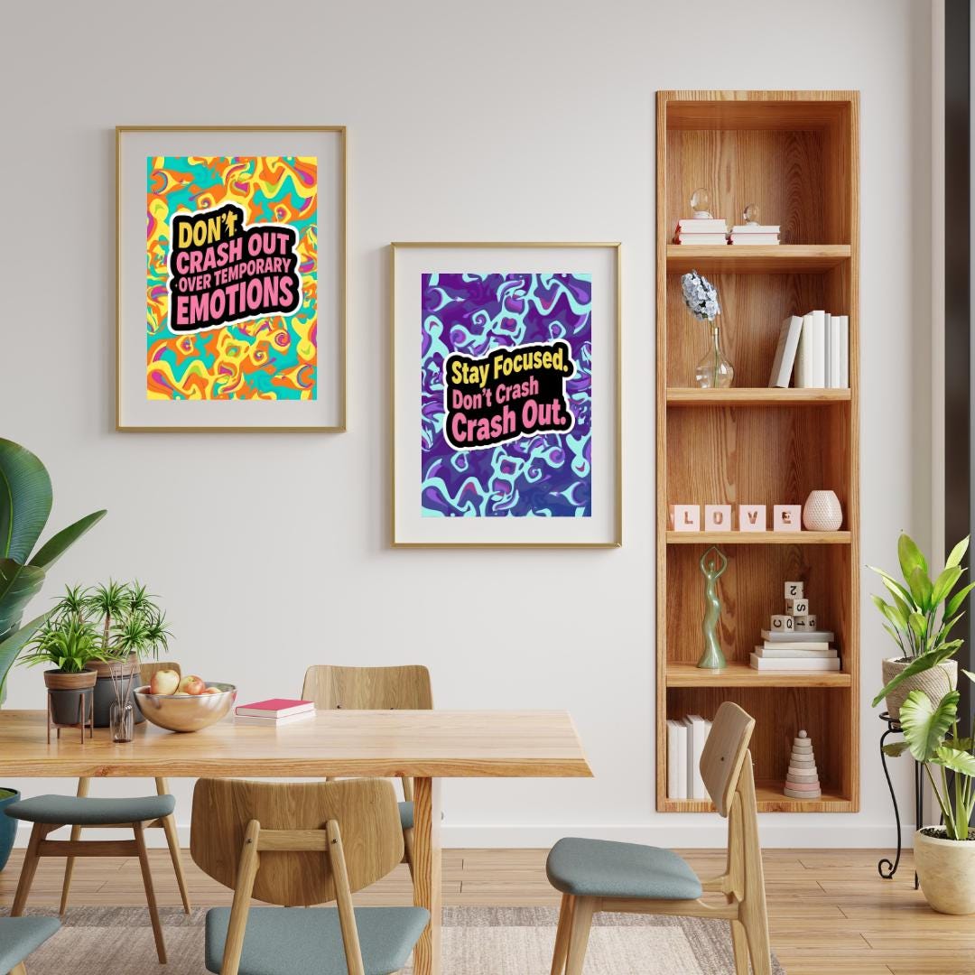 Crash Out Slang Poster Set – Psychedelic Wall Art - Etsy