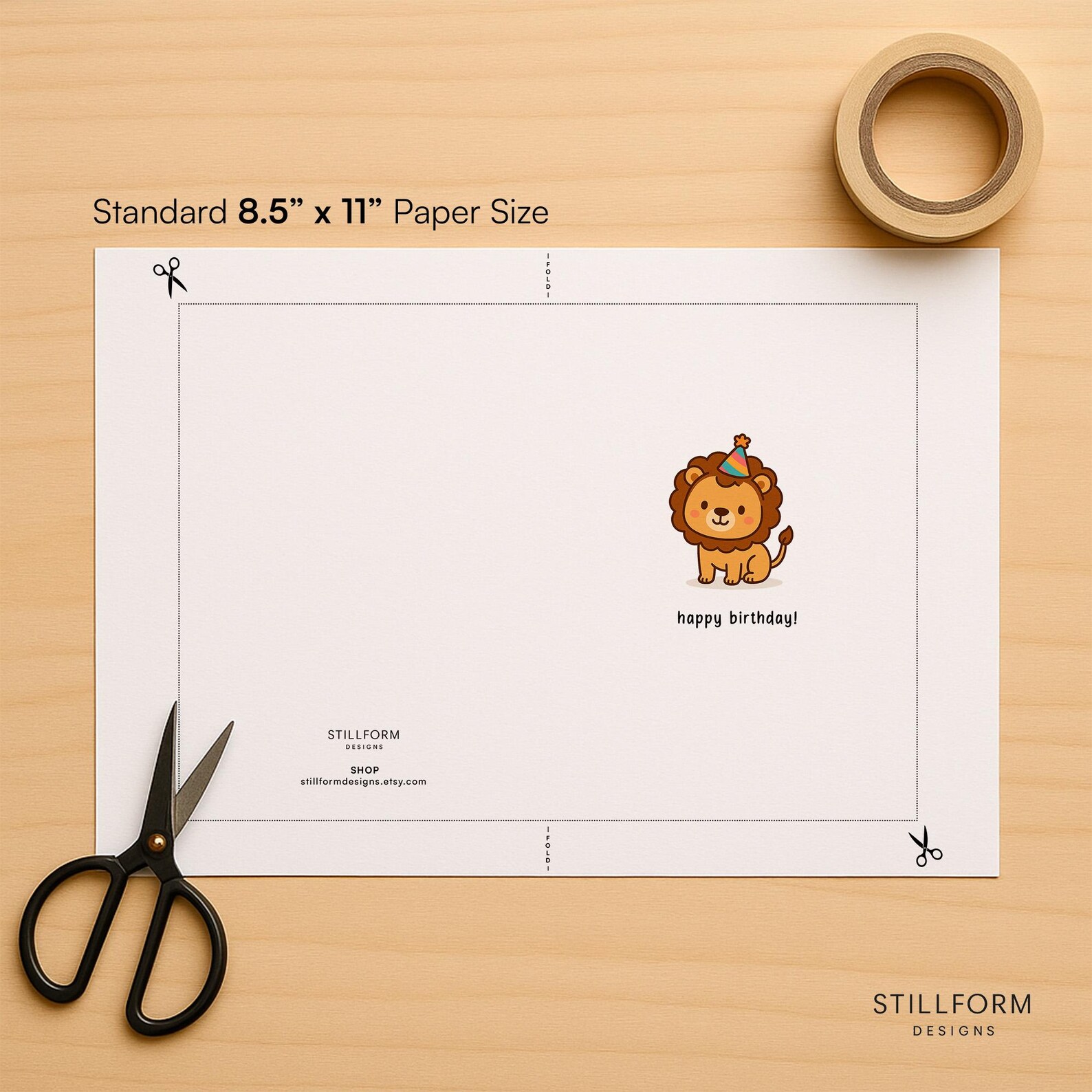 Printable Lion Birthday Card With FREE DIY Envelope (digital Download ...