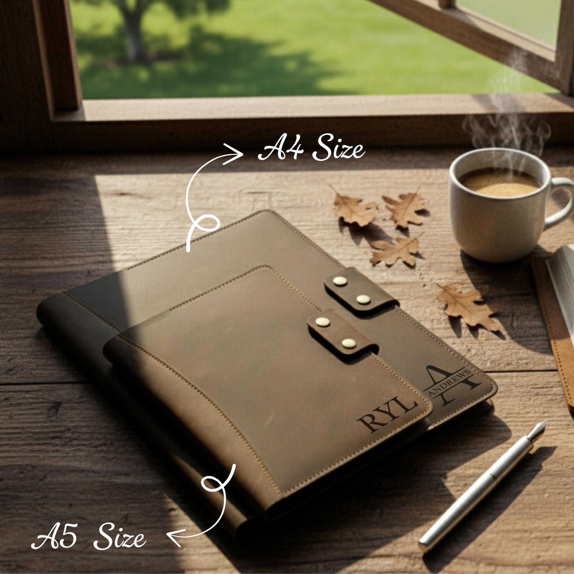 Personalized Leather Portfolio, A4 A5 Document Holder, Executive ...