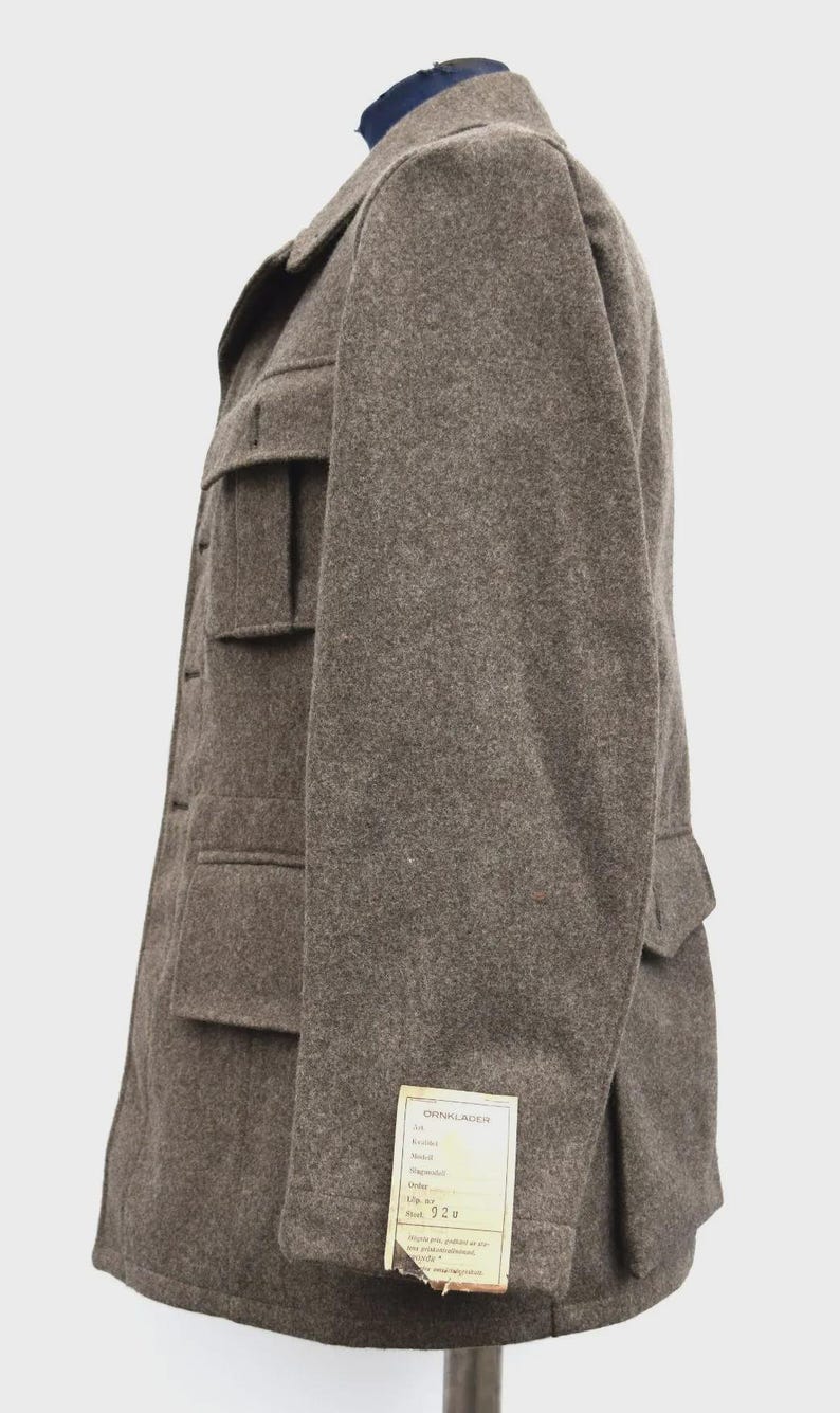 Vintage Swedish Army Fitted Wool Coat / Jacket / Tunic WWII M39. NEW ...