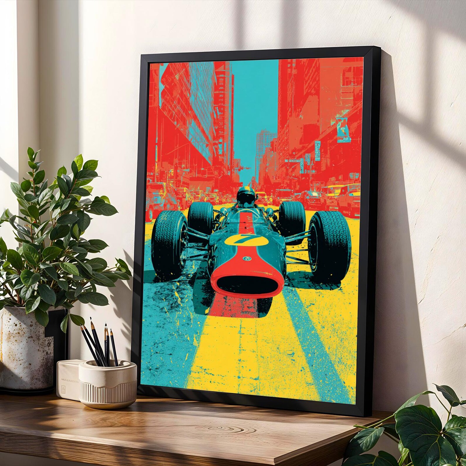 Vintage F1 Car Poster – Bold Color Pop Art Print - Etsy
