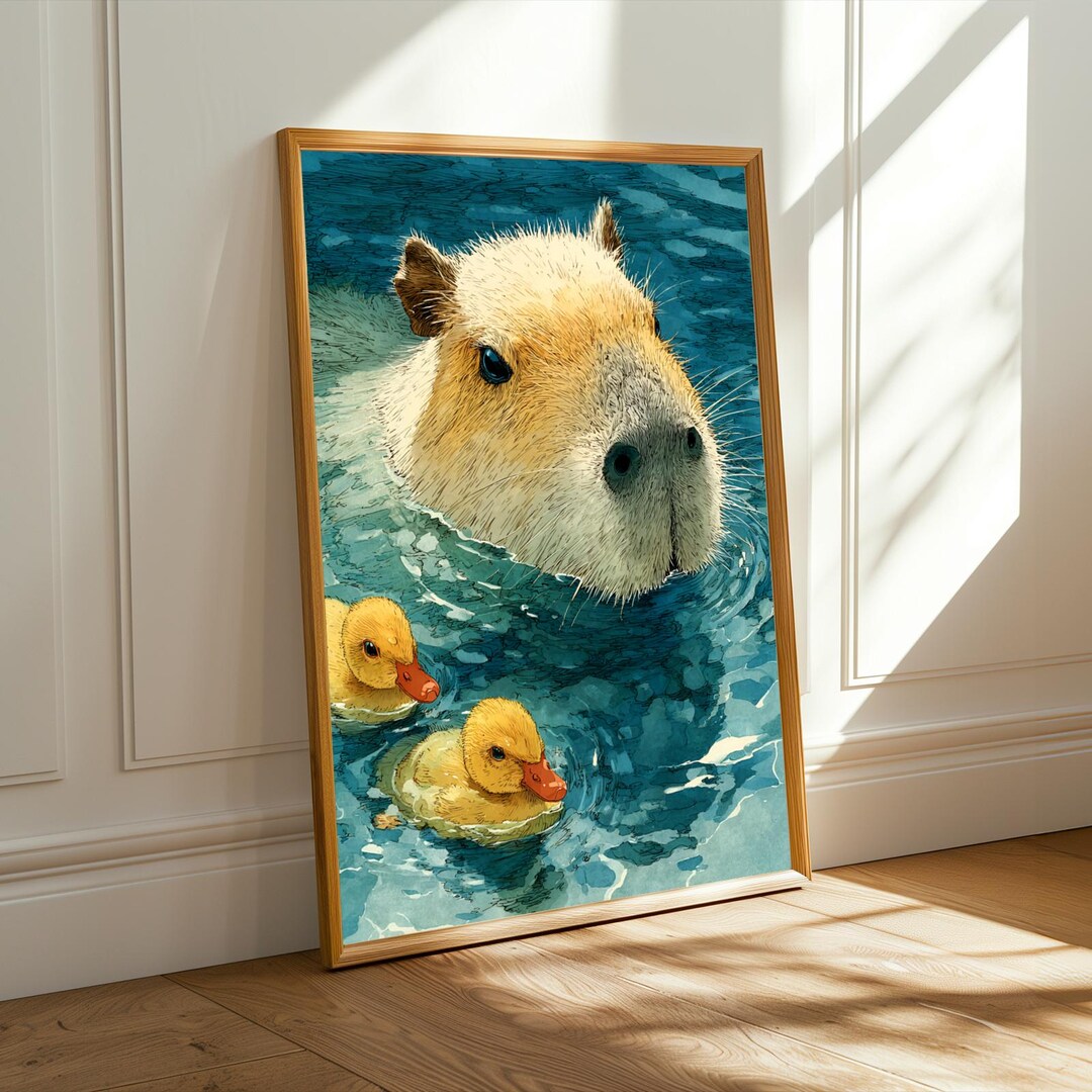 Playful Ducklings Watercolor Print, Teal Blue (various Sizes) - Etsy