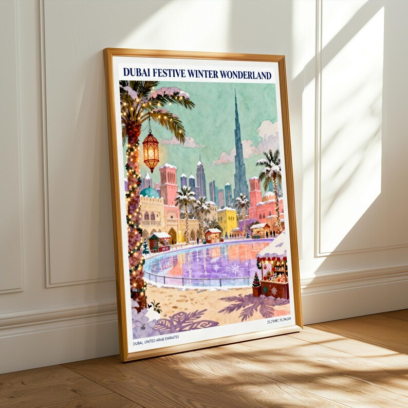 Dub Festive Winter Wonderland Poster – Teal, Pink and Purple Gouache ...