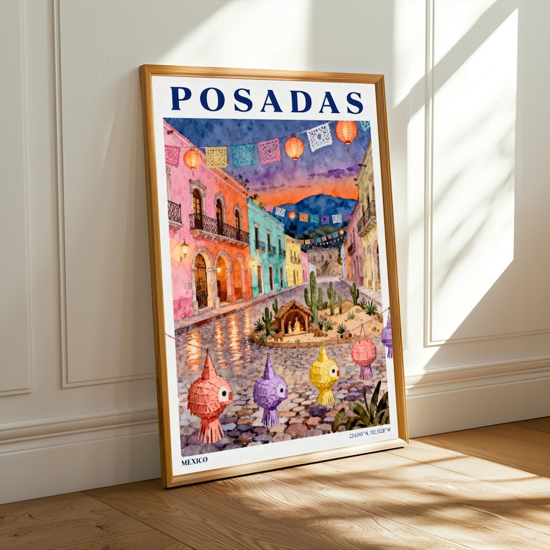 Mexican Posadas Festival Art Print – Pink and Purple and Yellow Art ...