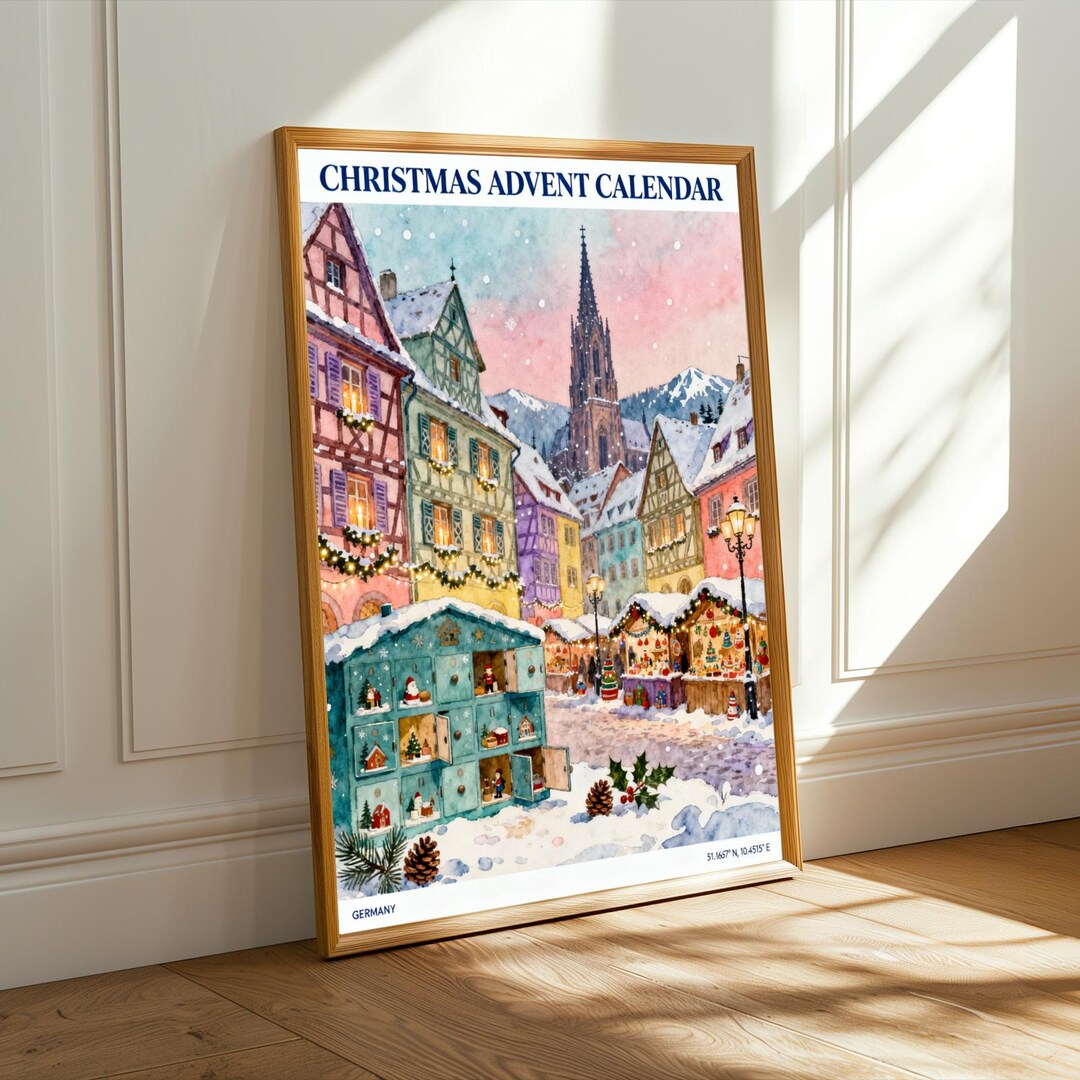 Vintage Advent Calendar Print - Cozy European Winter Market - Etsy