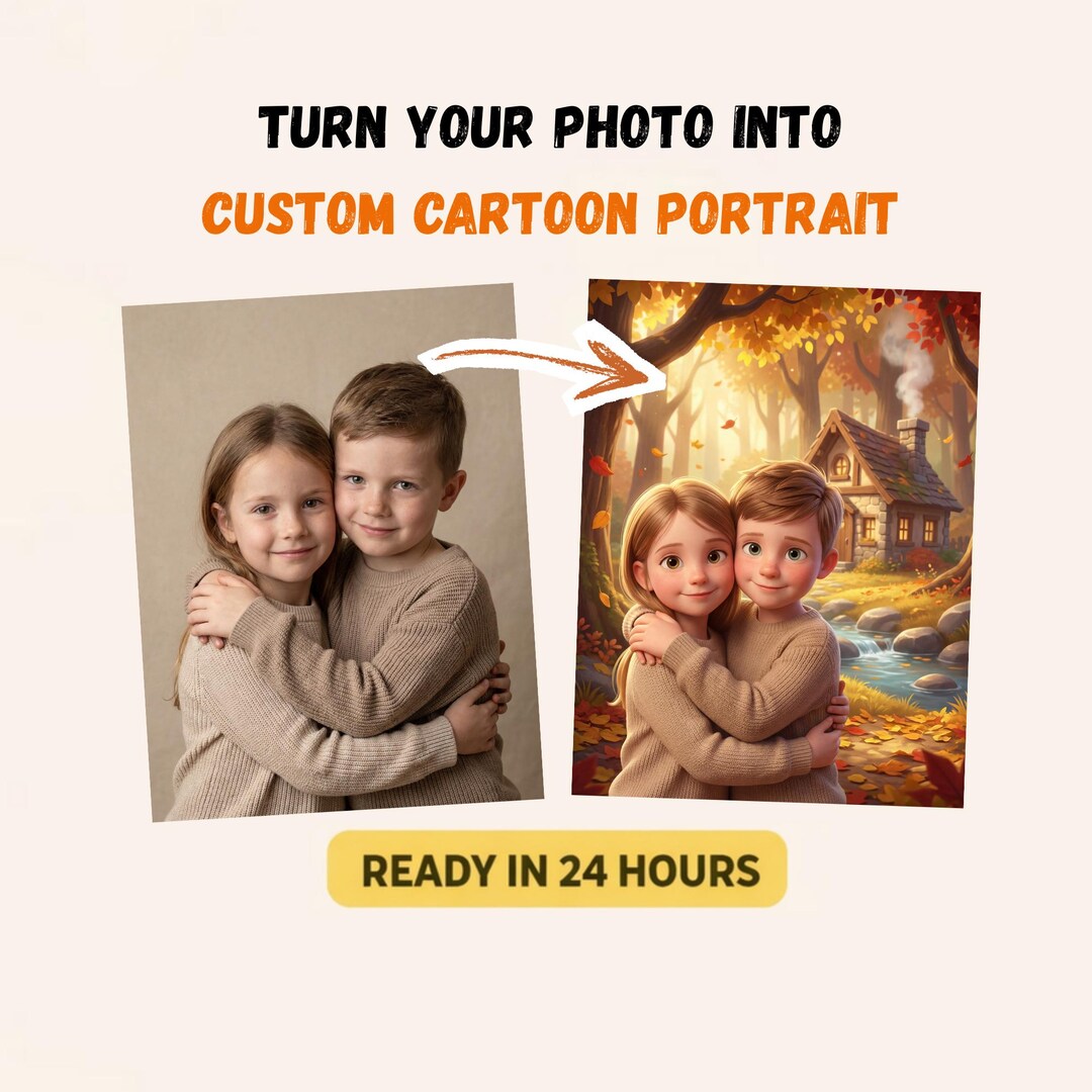 Custom Siblings Portrait Poster, Personalized Brother and Sister ...