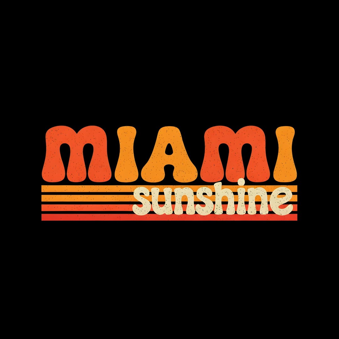 Miami Sunshine Retro Typography Wall Art Printable | Vintage 70s Style ...