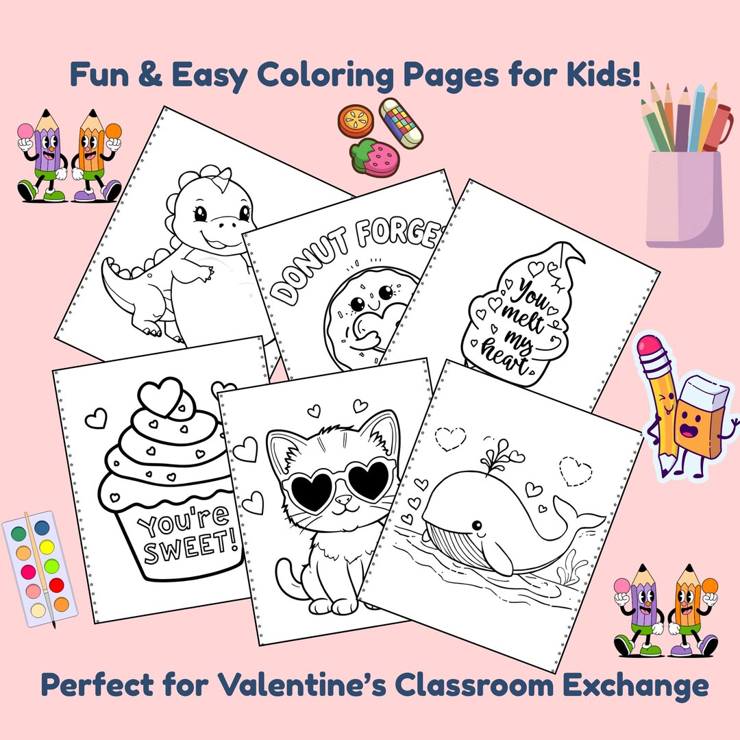 Valentines Day Coloring Pages | Kawaii Coloring Sheets | Classroom ...