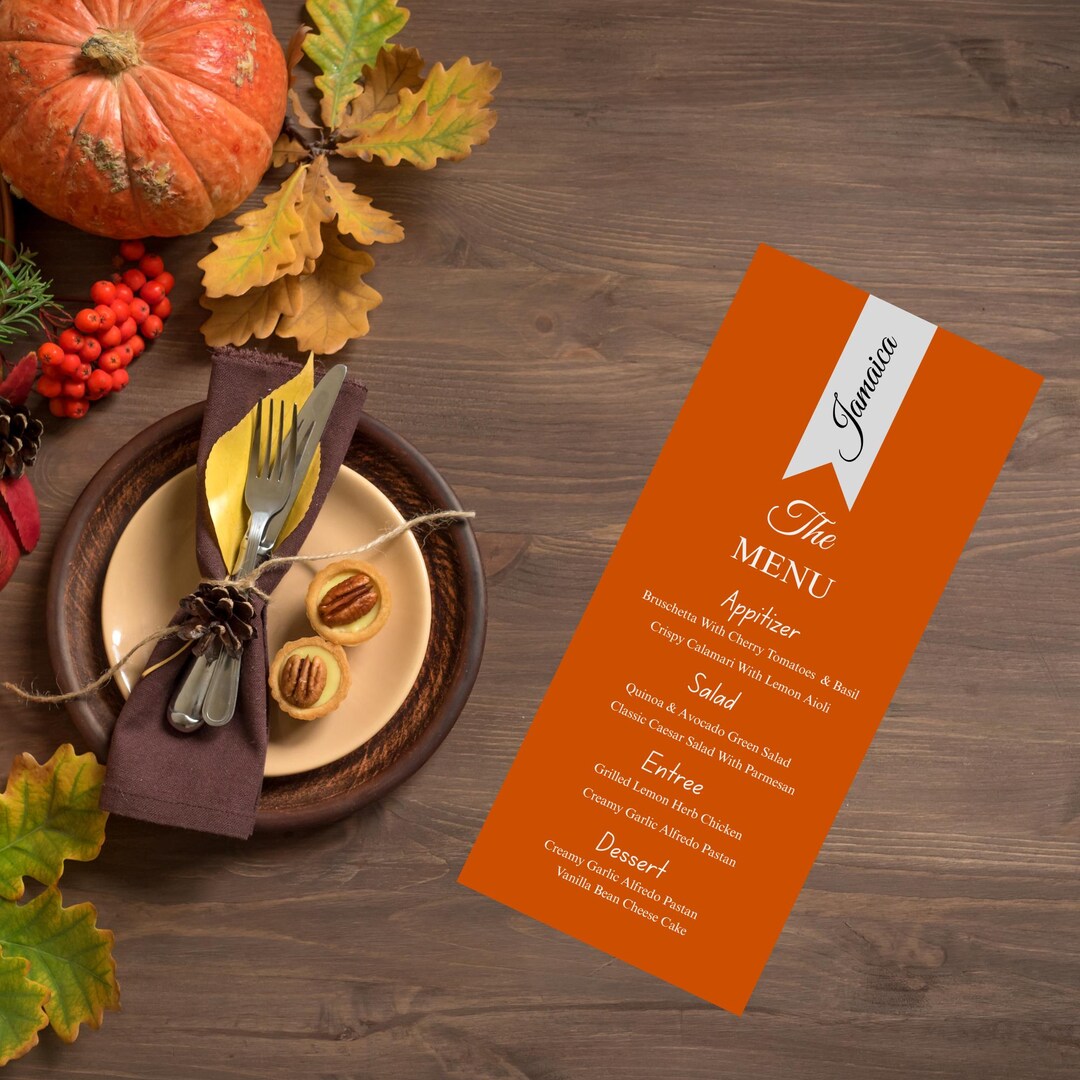 Terracotta Menu Card | Printable Canva Template | Reception Dinner Menu ...
