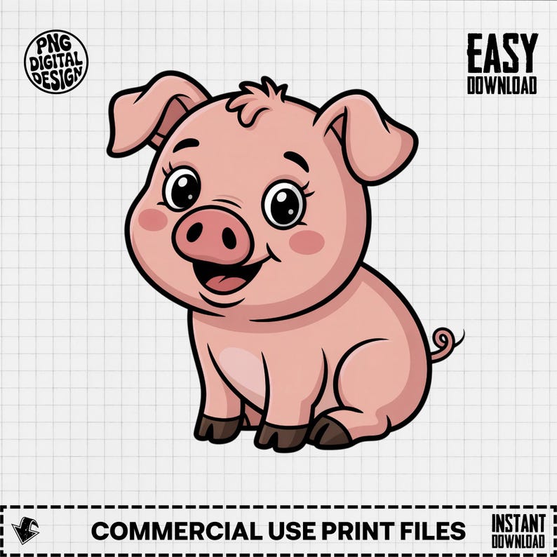 Cute Pig Clipart, Baby Pig Animal Clipart, Baby Nursery Clipart, Farm ...