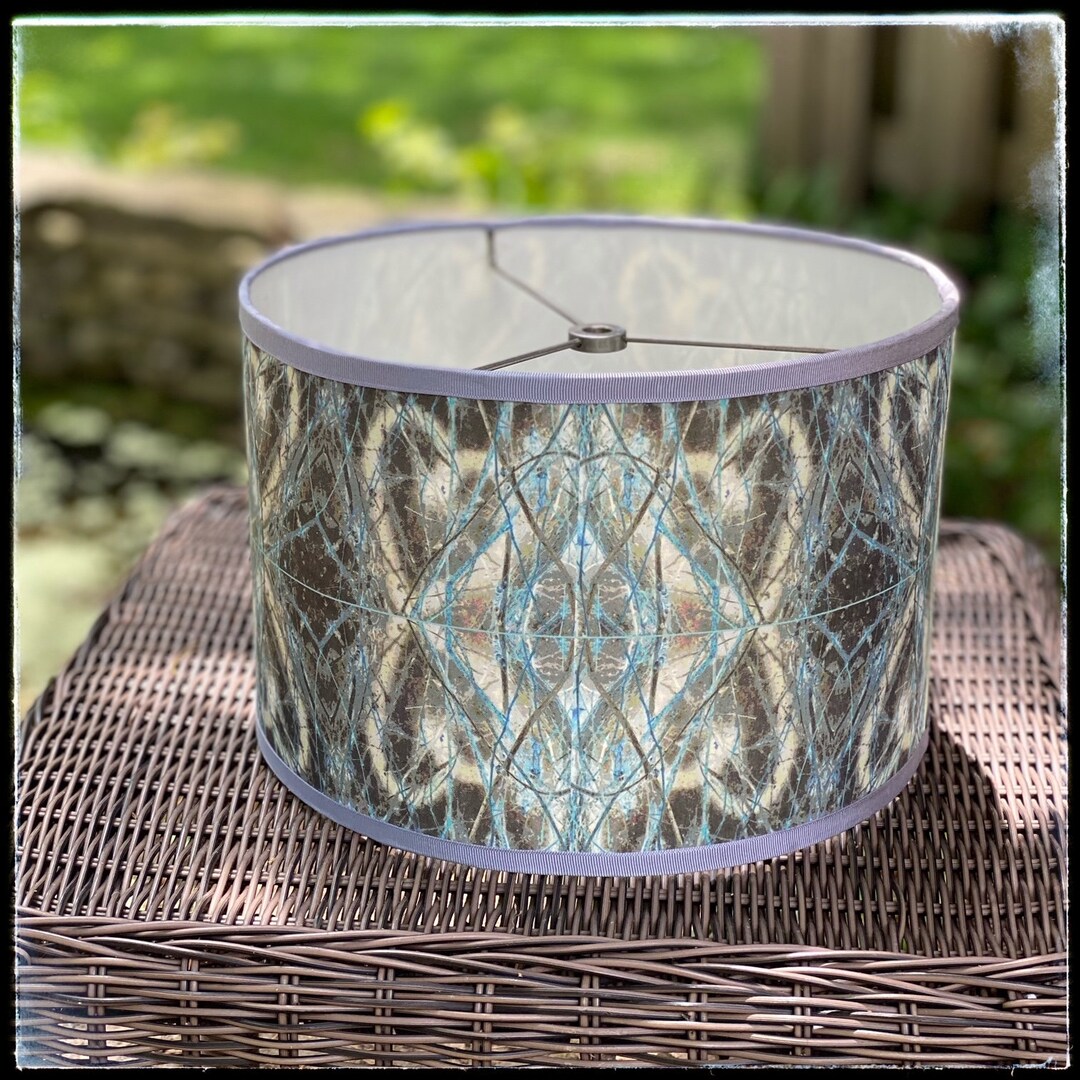 Drum Lampshade Custom Blue Lampshade Fabric Lampshade - Etsy