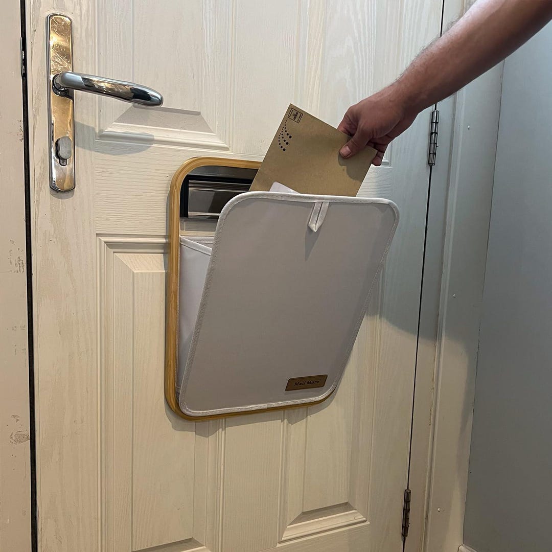 Bamboo Letter Mail Catcher With Fabric Pocket - No Drill Install - Etsy