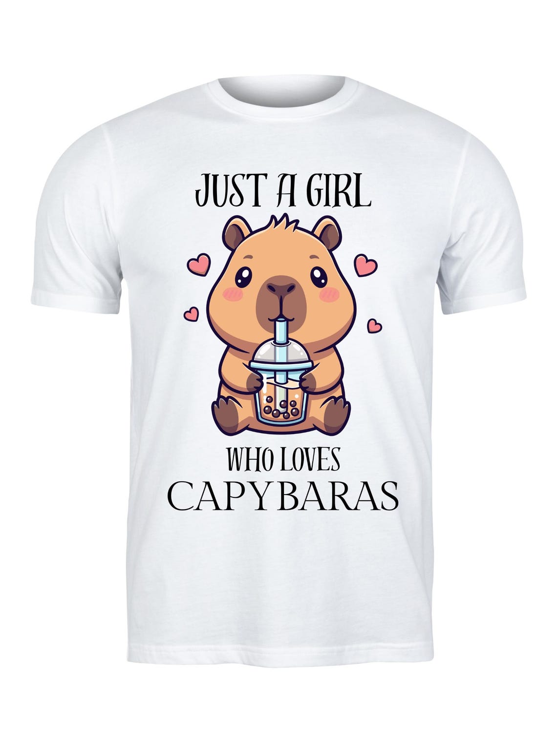 Just a Girl Who Loves Capybaras| Boba Capybara| Girl T-shirt| Cute| - Etsy