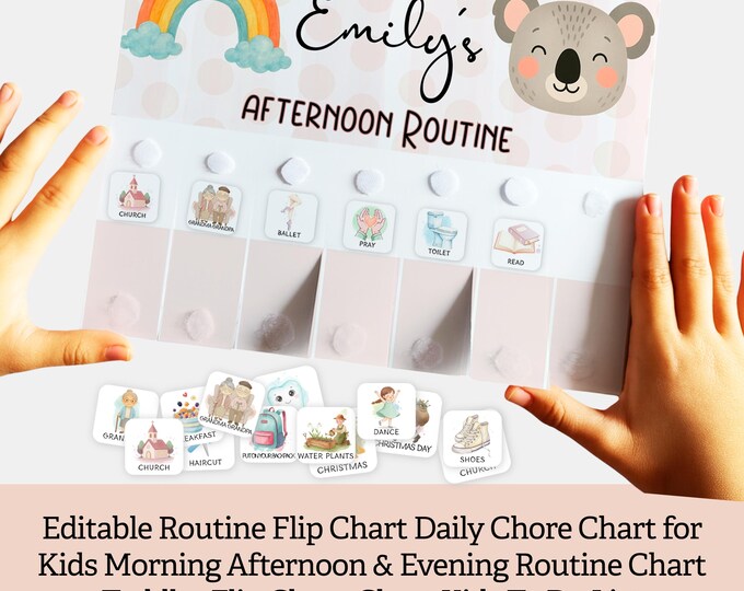 Editable Routine Flip Chart Daily Chore Chart for Kids Morning ...