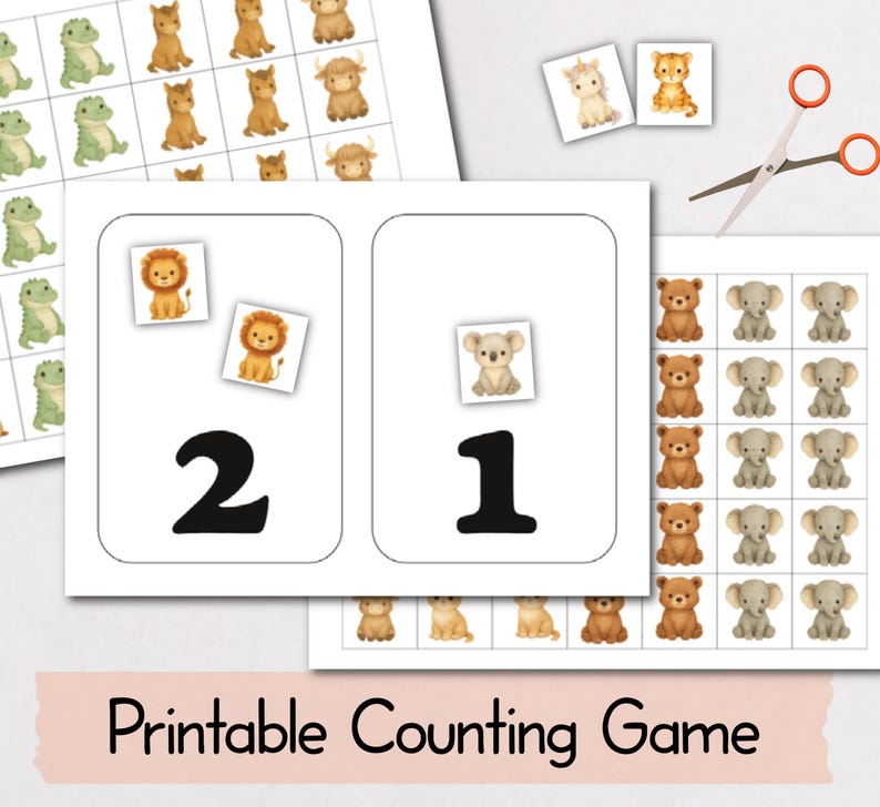Counting Printable Activity Matching Cards. Toddler, Preschool ...