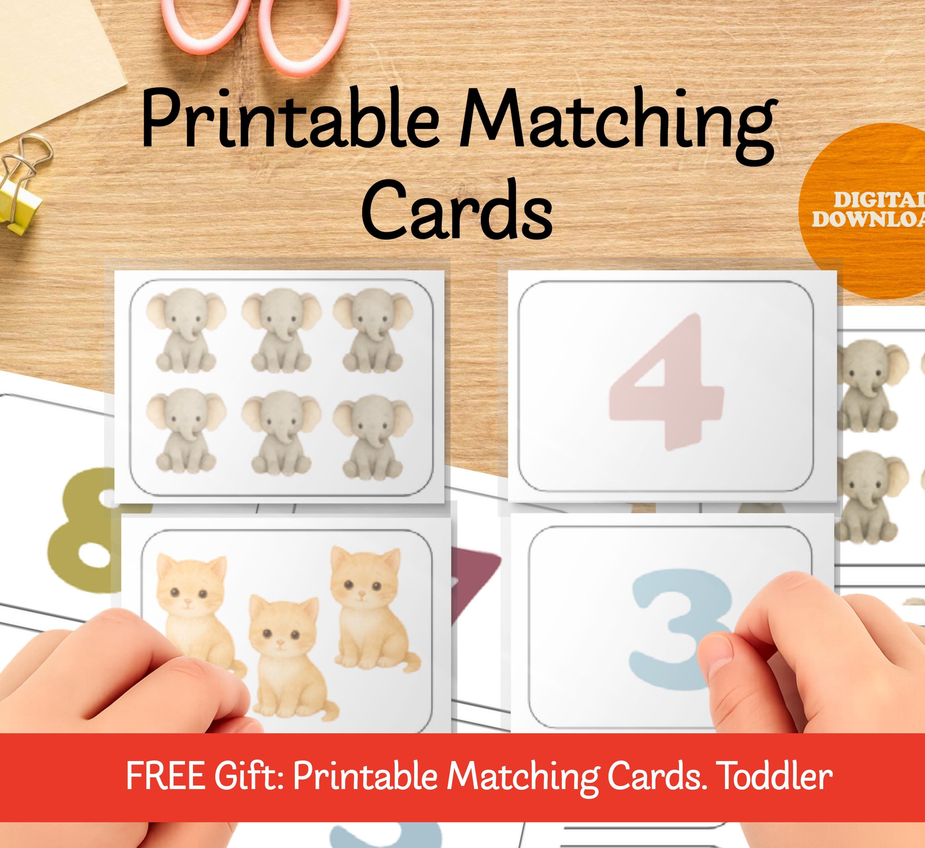 Counting Printable Activity Matching Cards. Toddler, Preschool ...