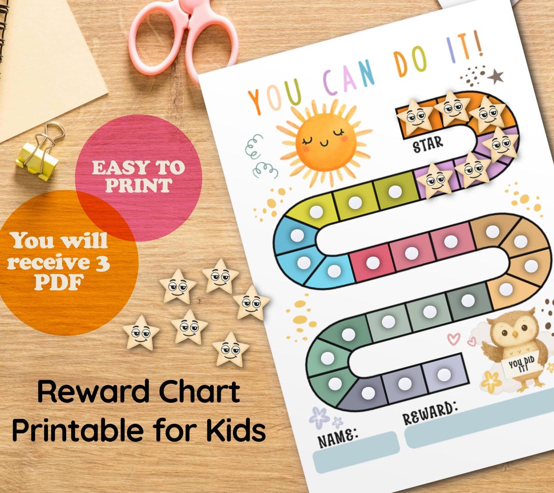 Reward Chart Printable for Kids Toddler Goal Routine Chart Behavior ...