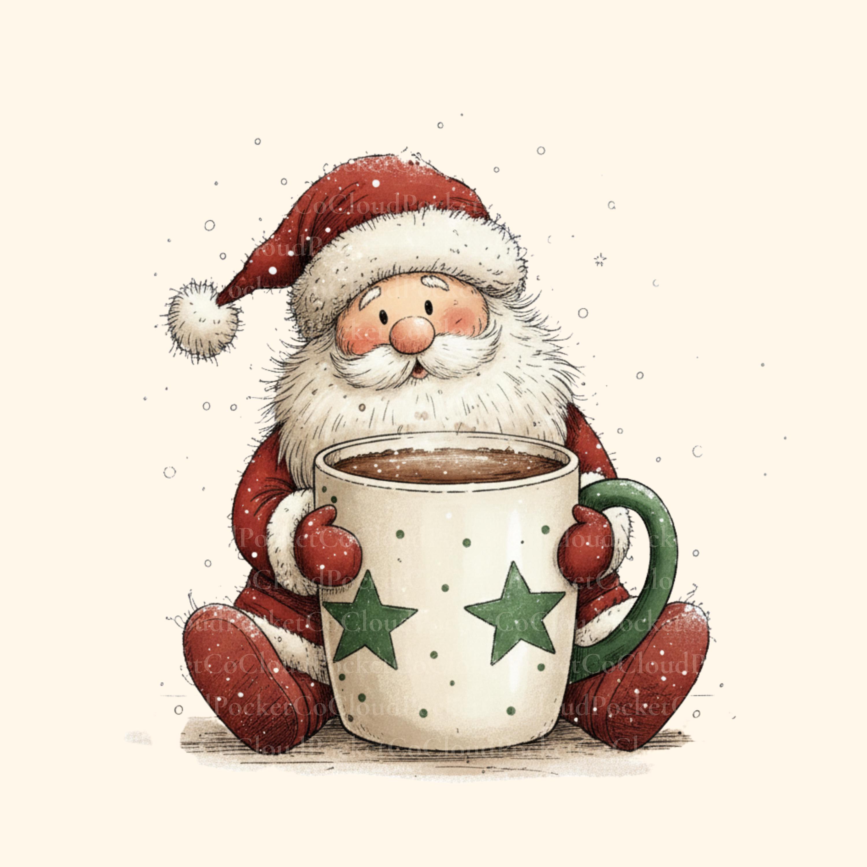 Whimsical Santa Clipart Set | Charming Christmas Pngs | Cozy Holiday ...