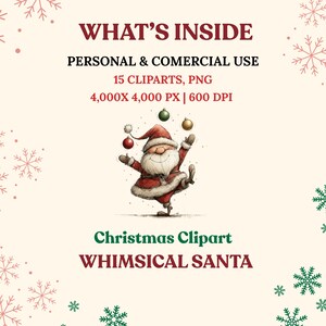 Whimsical Santa Clipart Set | Charming Christmas Pngs | Cozy Holiday ...