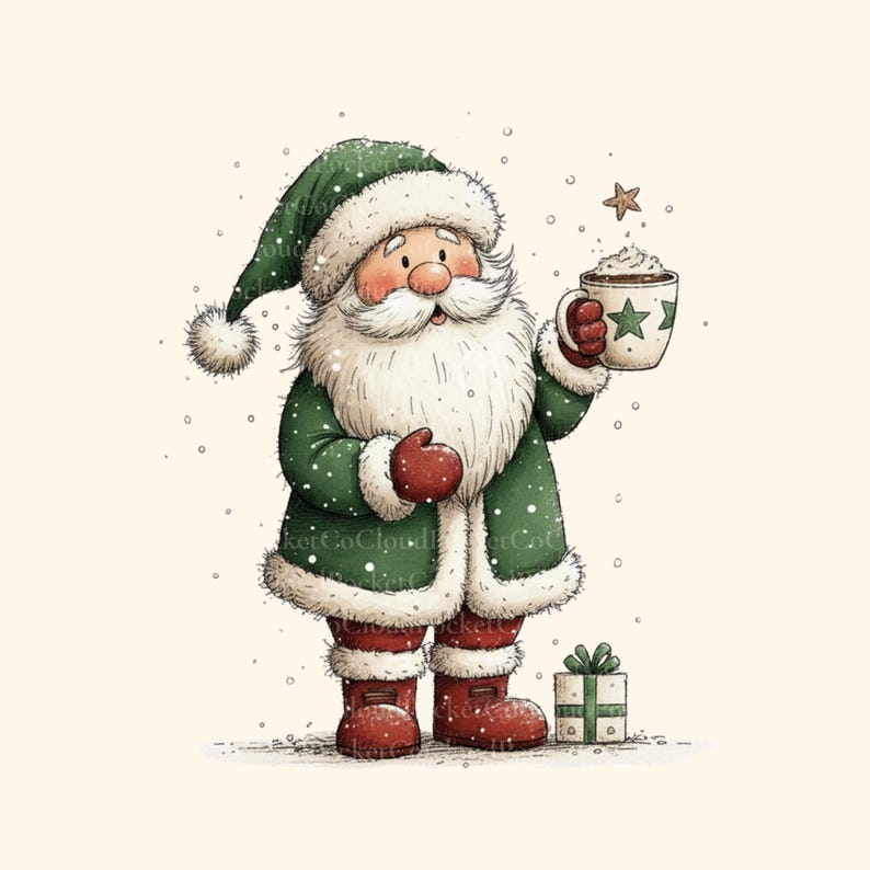 Cheerful Santa Clipart Set | Cute Christmas Pngs | Holiday Clip Art ...