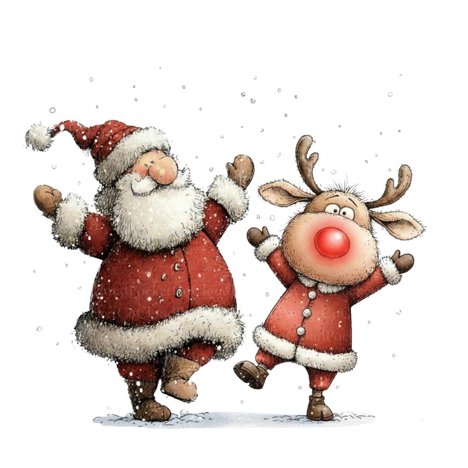 Santa & Reindeer Clipart Set | Cozy Christmas Pngs | Cute Holiday ...