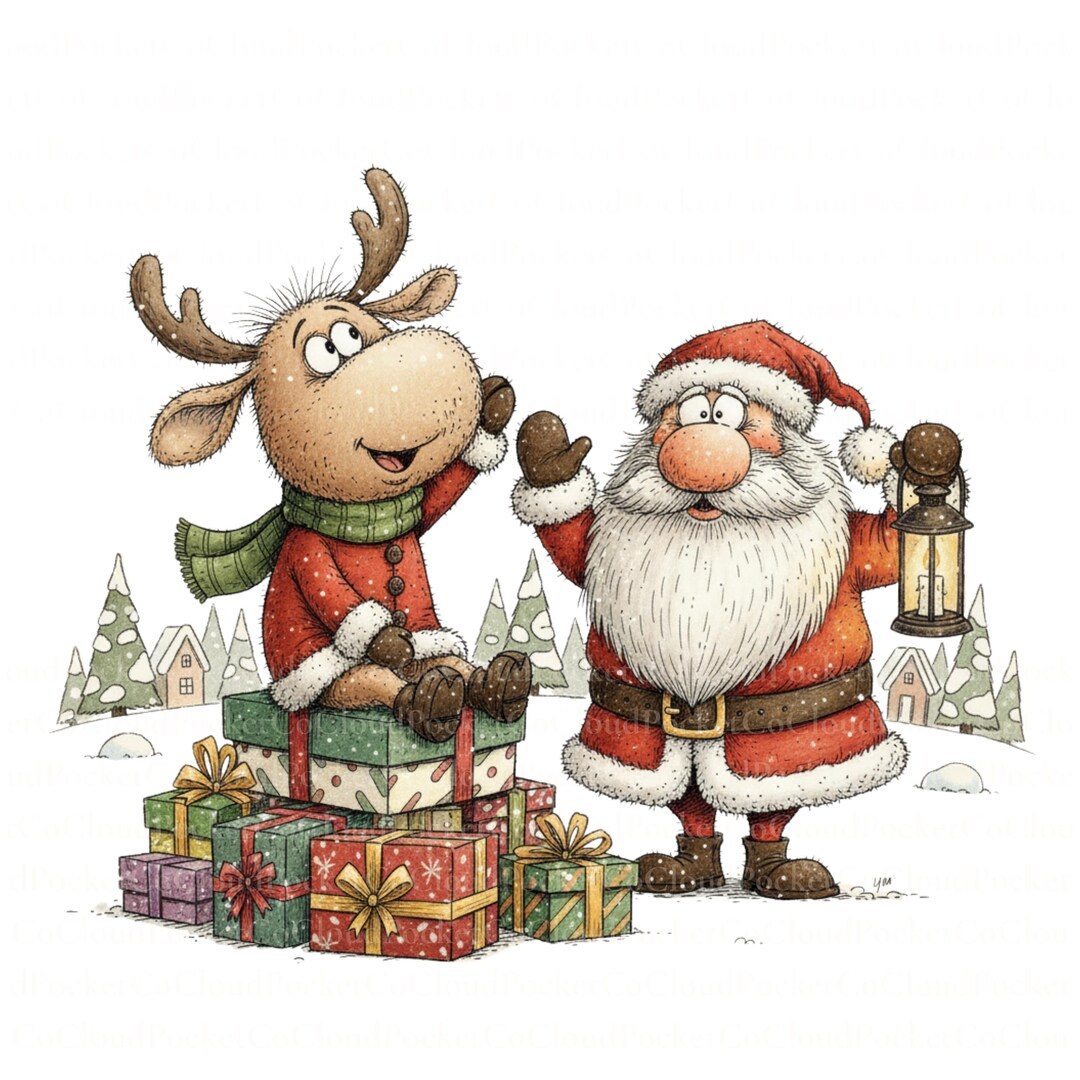 Santa & Friends Christmas Clipart Set | Whimsical Holiday Pngs | 29 ...