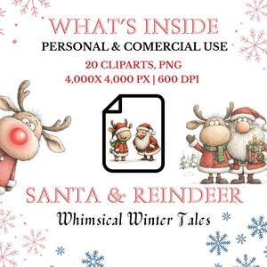 Santa & Reindeer Clipart Set | Cozy Christmas Pngs | Cute Holiday ...