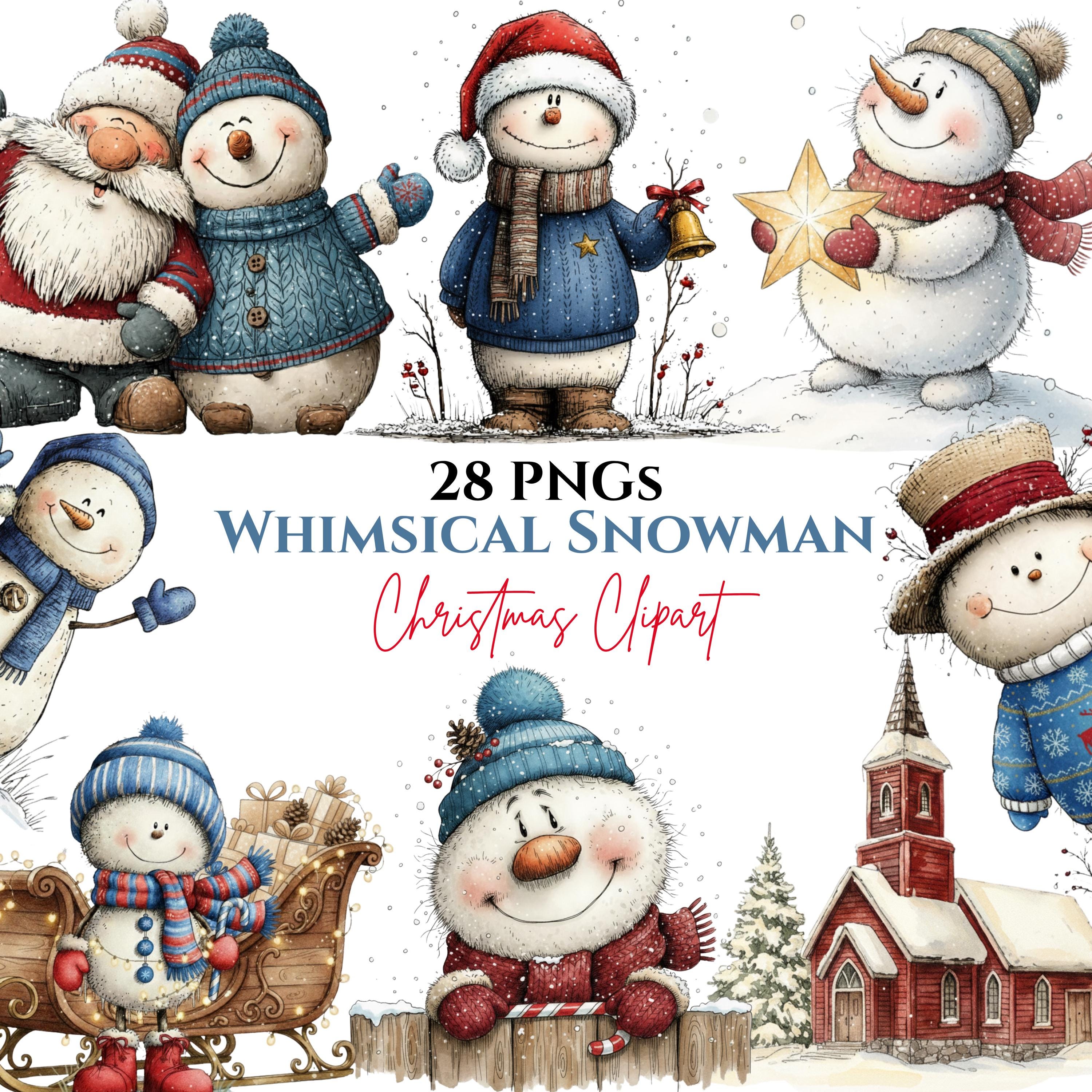 Blue Snowman Clipart Set | Winter Pngs | Cozy Holiday Graphics | 28 ...