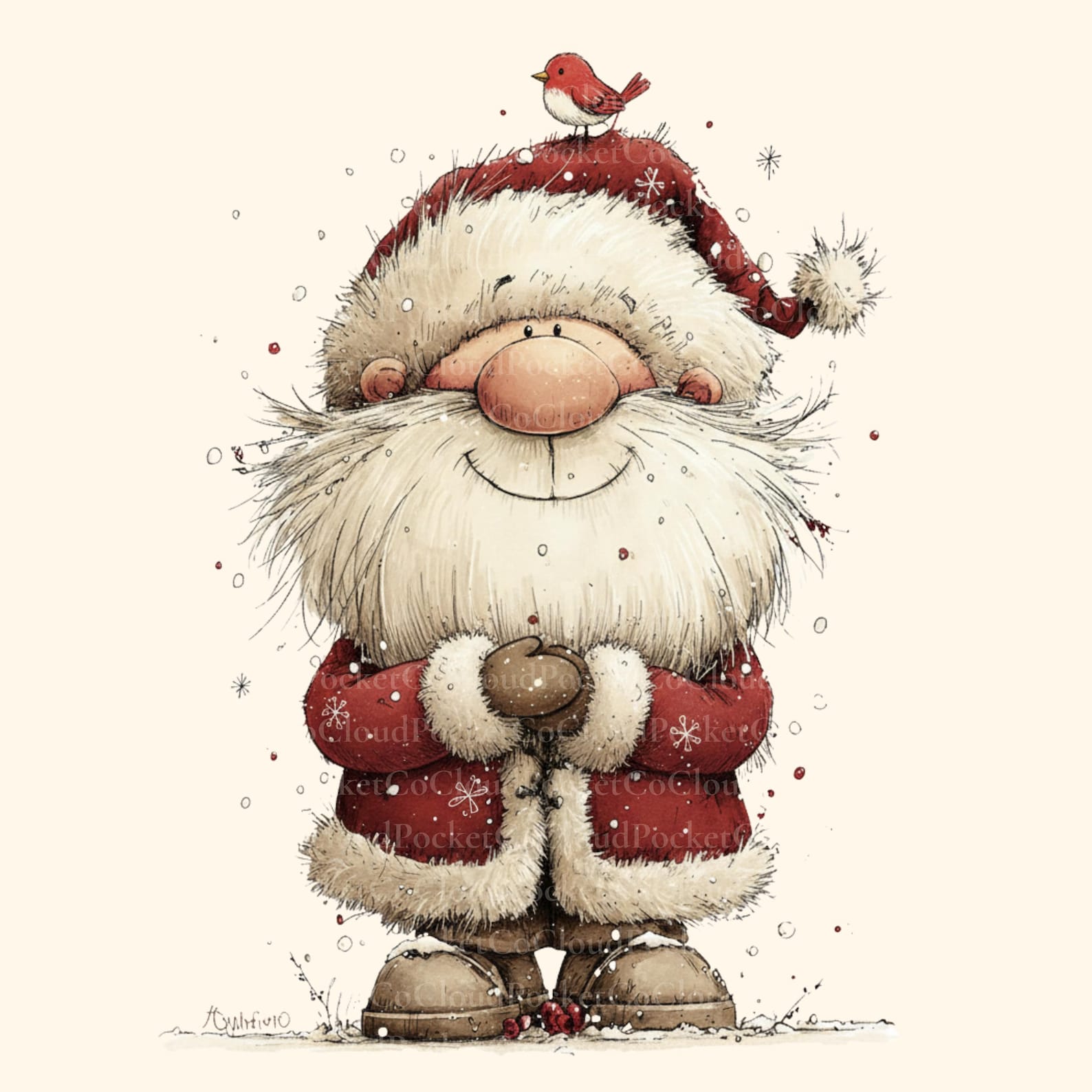 Whimsical Santa Clipart Set | Charming Christmas Pngs | Cozy Holiday ...
