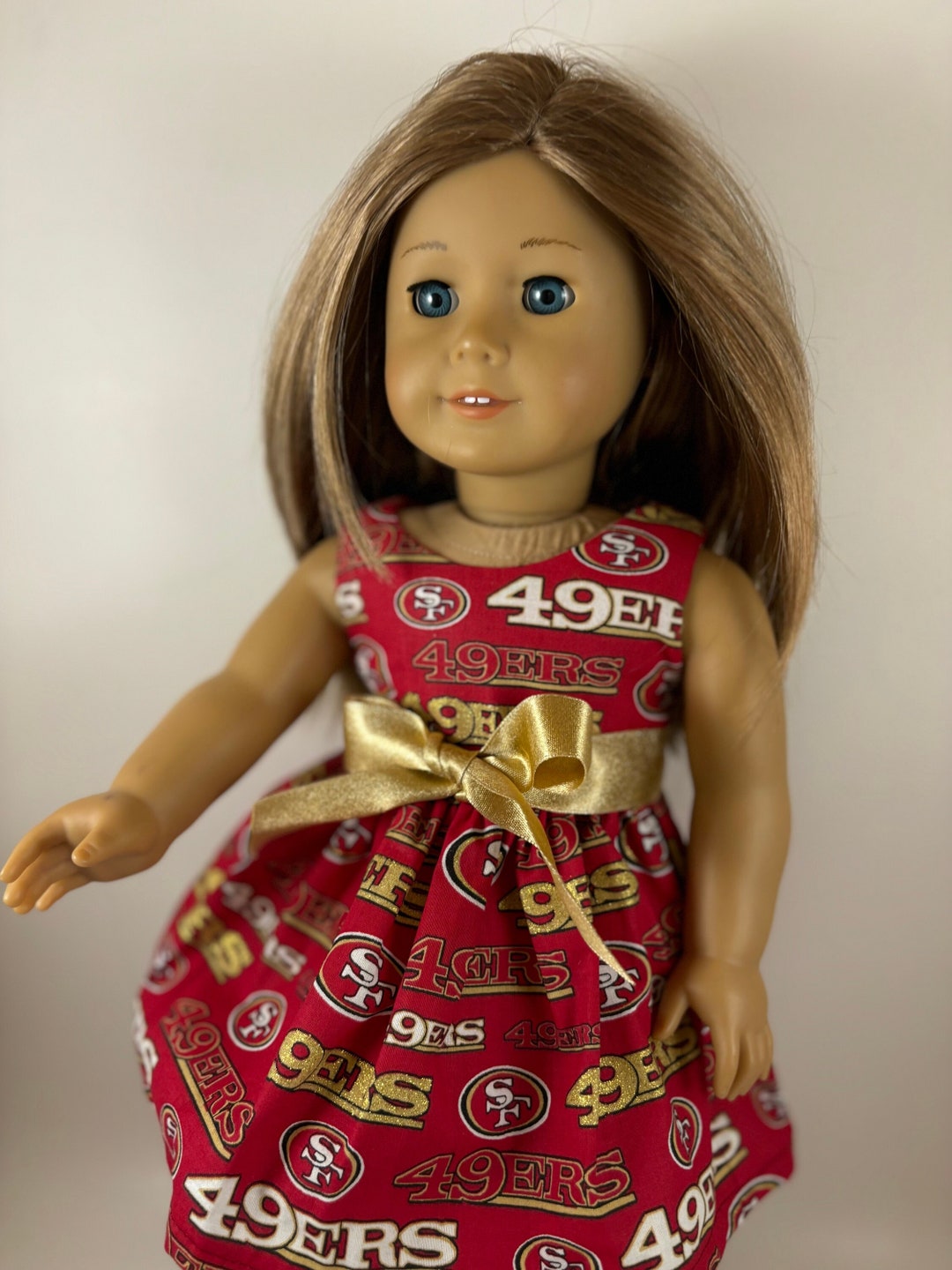 18 Inch San Francisco 49ers Doll Dress With Glitter, Made to Fit 18 ...