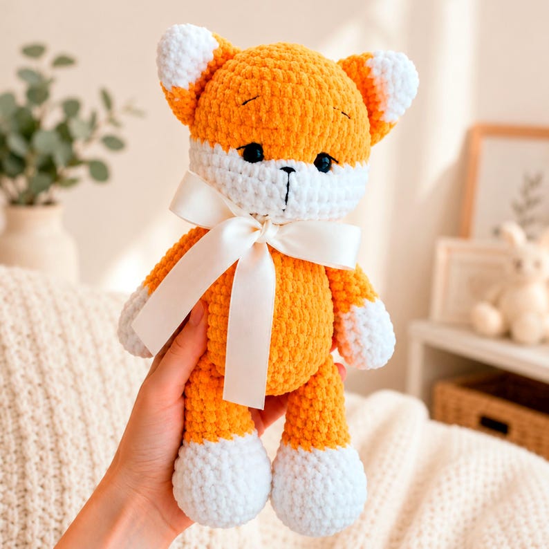 Crochet Fox Plush Toy – Handmade Amigurumi Fox, Woodland Nursery ...
