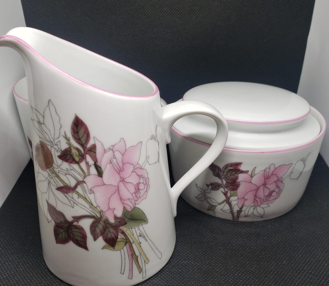 Block Spol Western Rose Pattern for 1 Sugarbowl, 1 Creamer and 8 Cups ...