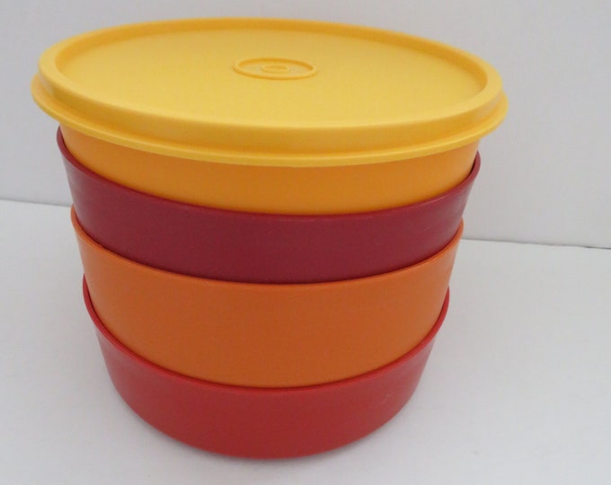 1970s TUPPERWARE Wonder Cereal Bowls - Set of 4 With 1 Lid - Harvest ...