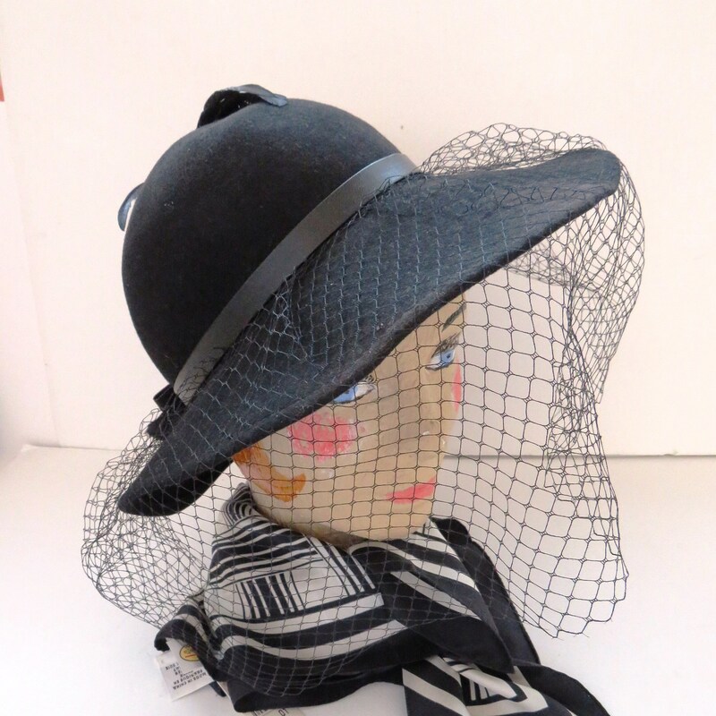 Black Veiled Hat - Etsy