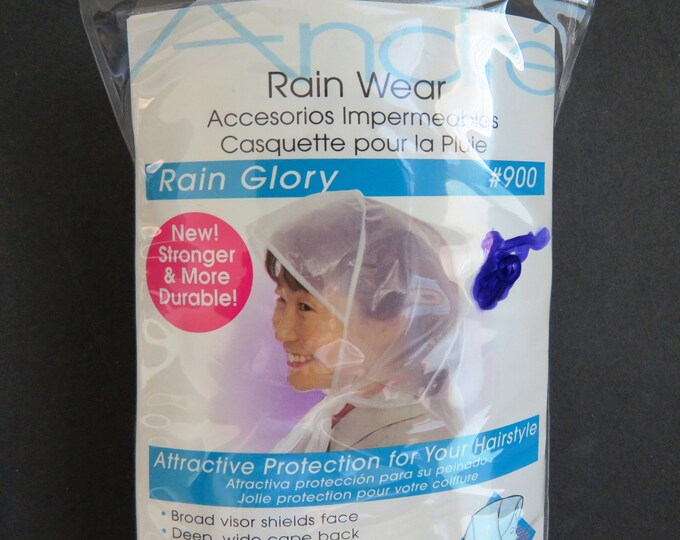 Clear Retro Plastic Rain Hat by Andre - Broad Full Cut Mod Rain Bonnet ...