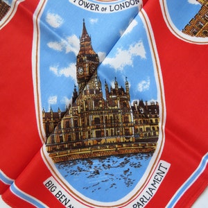 Vintage LONDON England Souvenir Scarf - Famous London Sites Landmarks ...