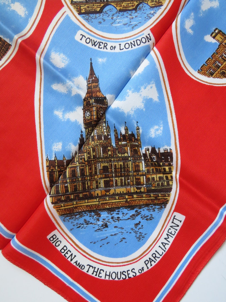 Vintage LONDON England Souvenir Scarf Famous London Sites - Etsy